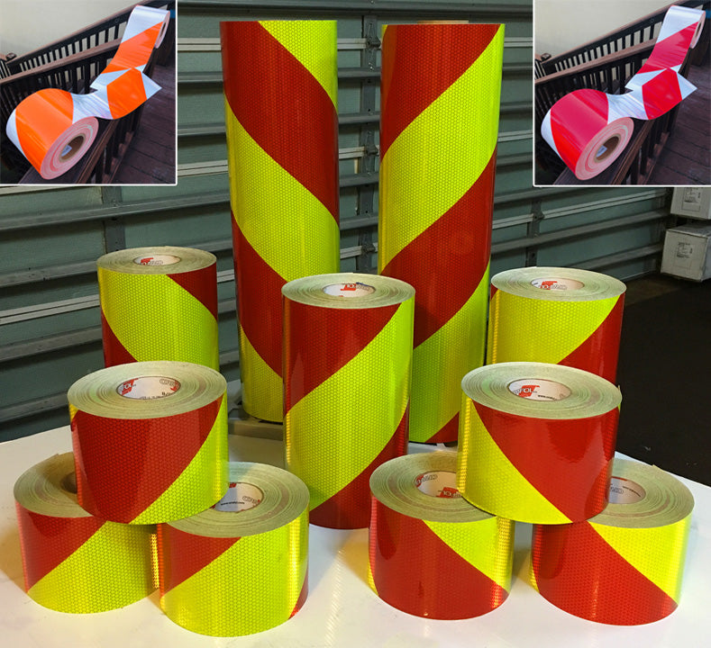 PRE-STRIPED Chevron Rolls - Red/Lime , Red/White , Orange/White – Tape ...