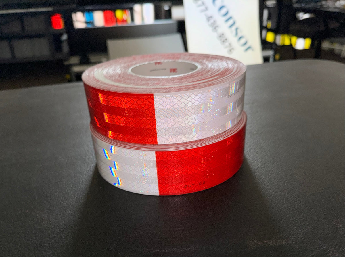 3M™ 983 DOT C2 Red/White Conspicuity Tape (7/11-6/6-Red-White) Several ...