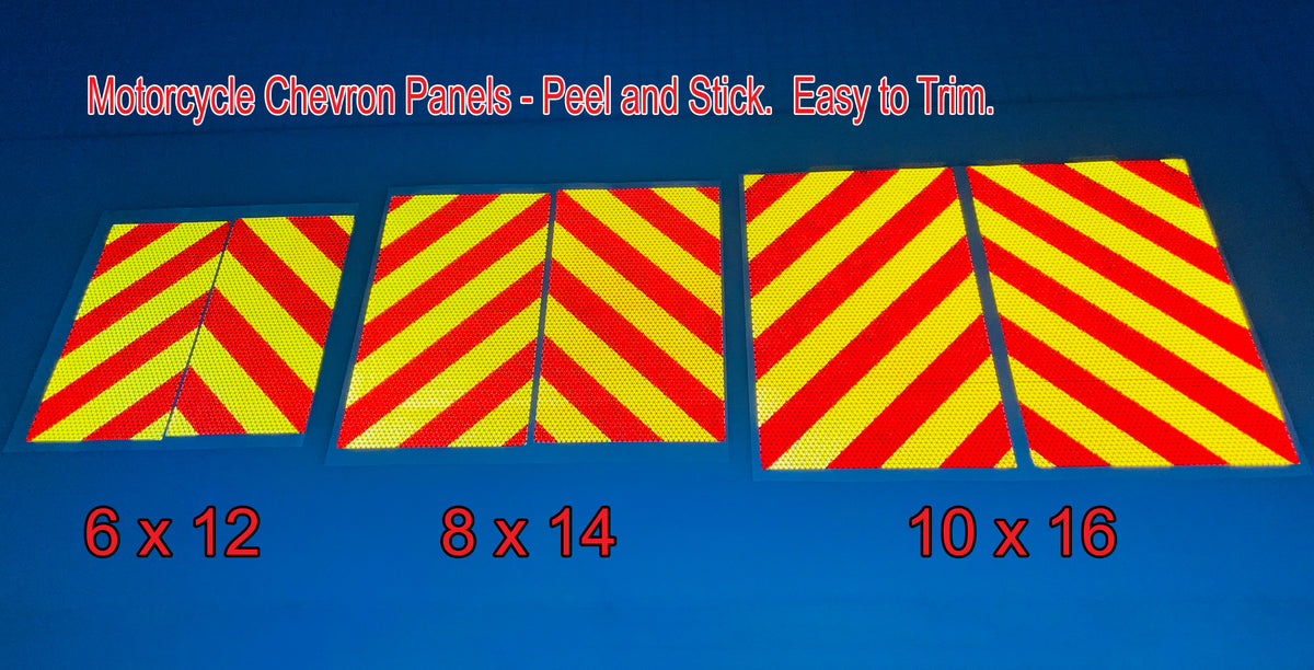 Motor Cycle Reflective Chevron Panels - Left & Right - Multiple Colors ...